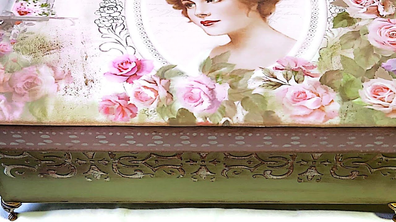 MARAVILHOSA CAIXA VINTAGE, MDF....COM DECOUPAGEM, STENCIL E TEXTURA ...