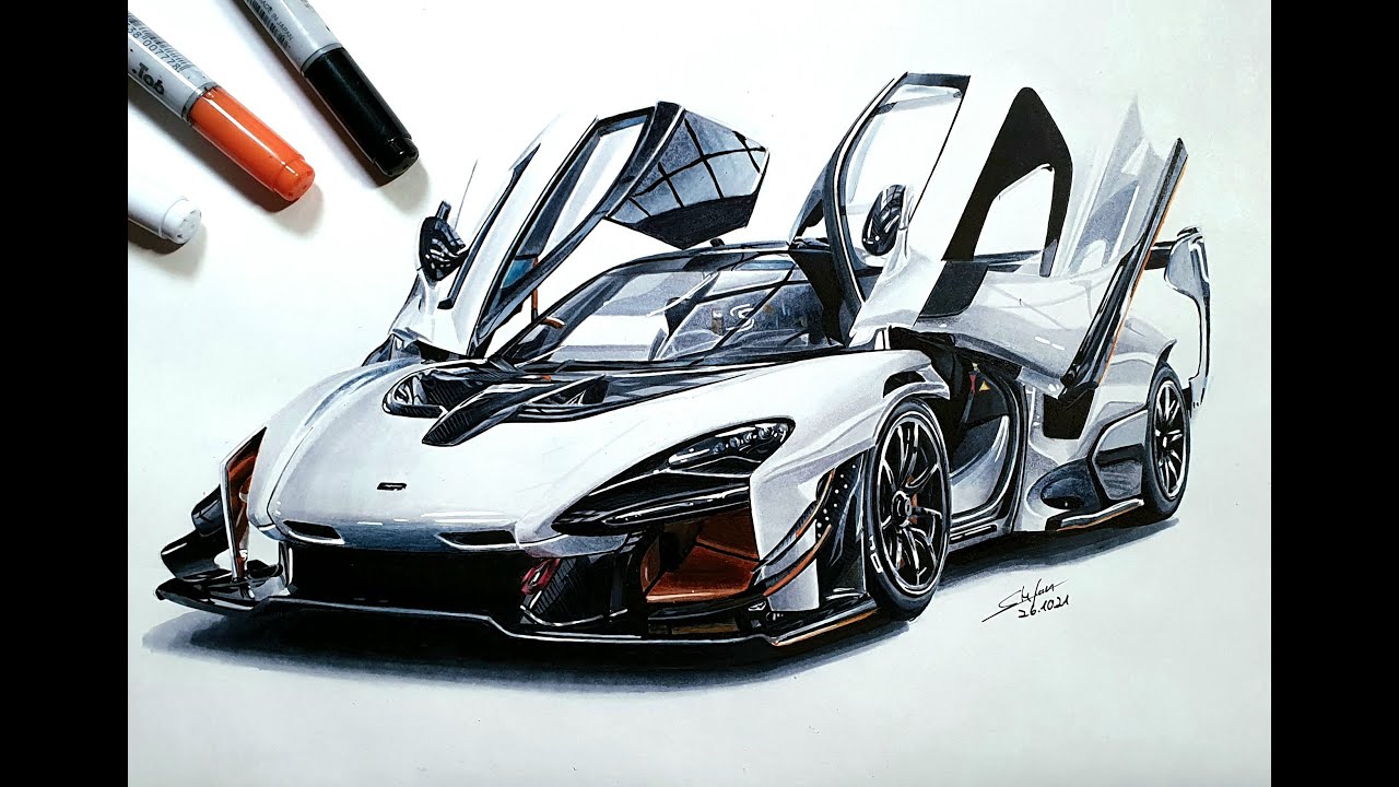 McLaren Senna GTR Drawing - Stefan Farkas - YouTube