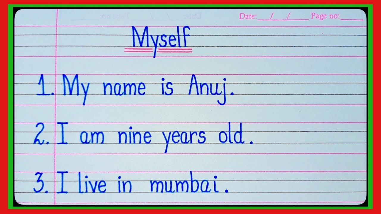 Myself essay in English | 10 line on myself | myself | short essay on ...