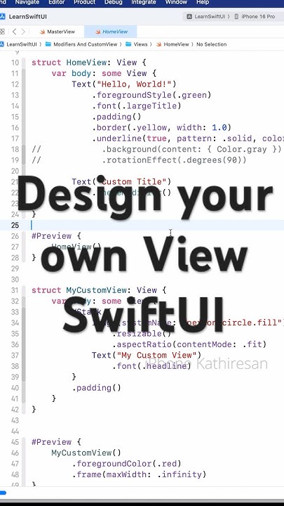 தமிழ் Custom View Example explained #swiftui #Xcode #iOS #swiftcode - YouTube