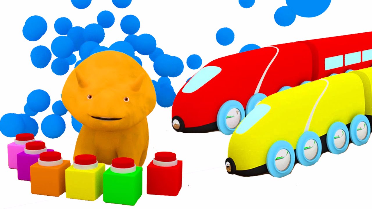 기차와 벽 부수기 공룡 다이노와 함께 색깔 배우기 아이 And 아기를 위한 교육 만화 Youtube