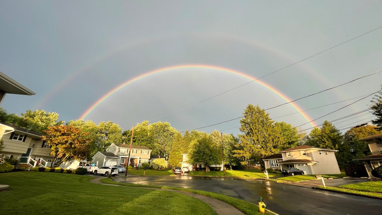 Severe thunderstorm warning & DOUBLE RAINBOW (9/8/23) - YouTube