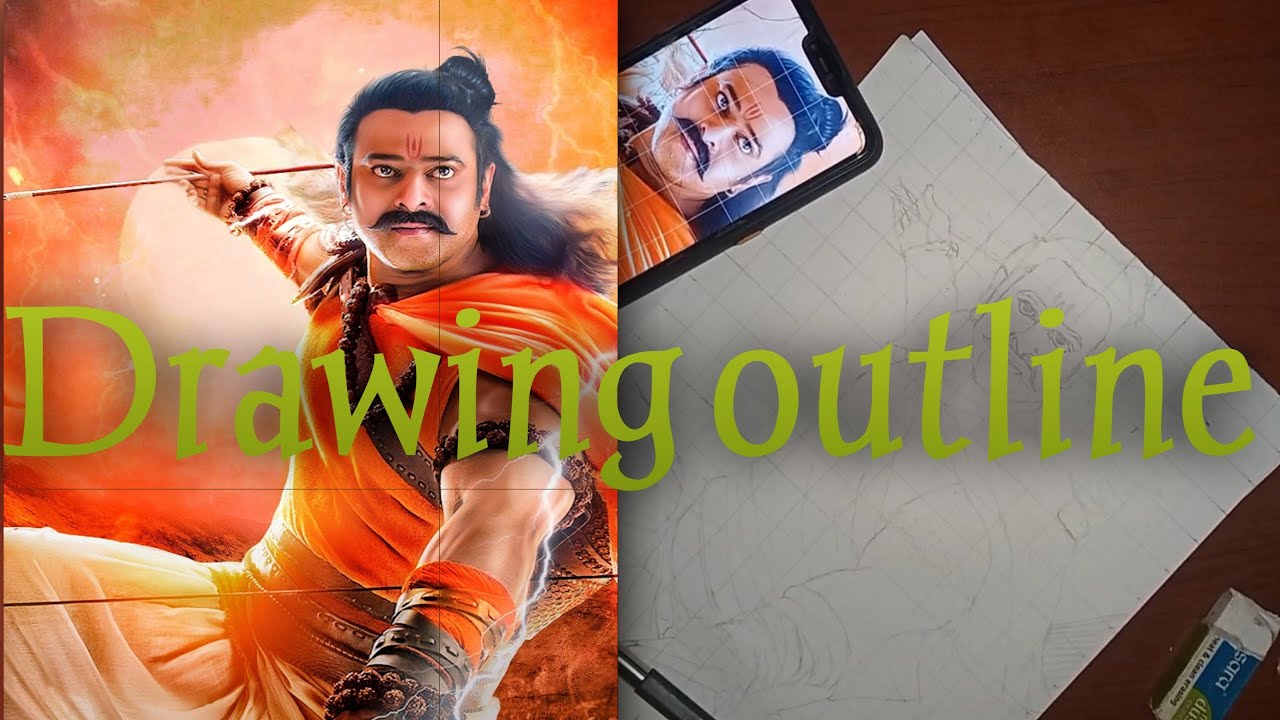 Prabhas outline | Drawing | Adipurush | Pencil sketch| The artistic ...