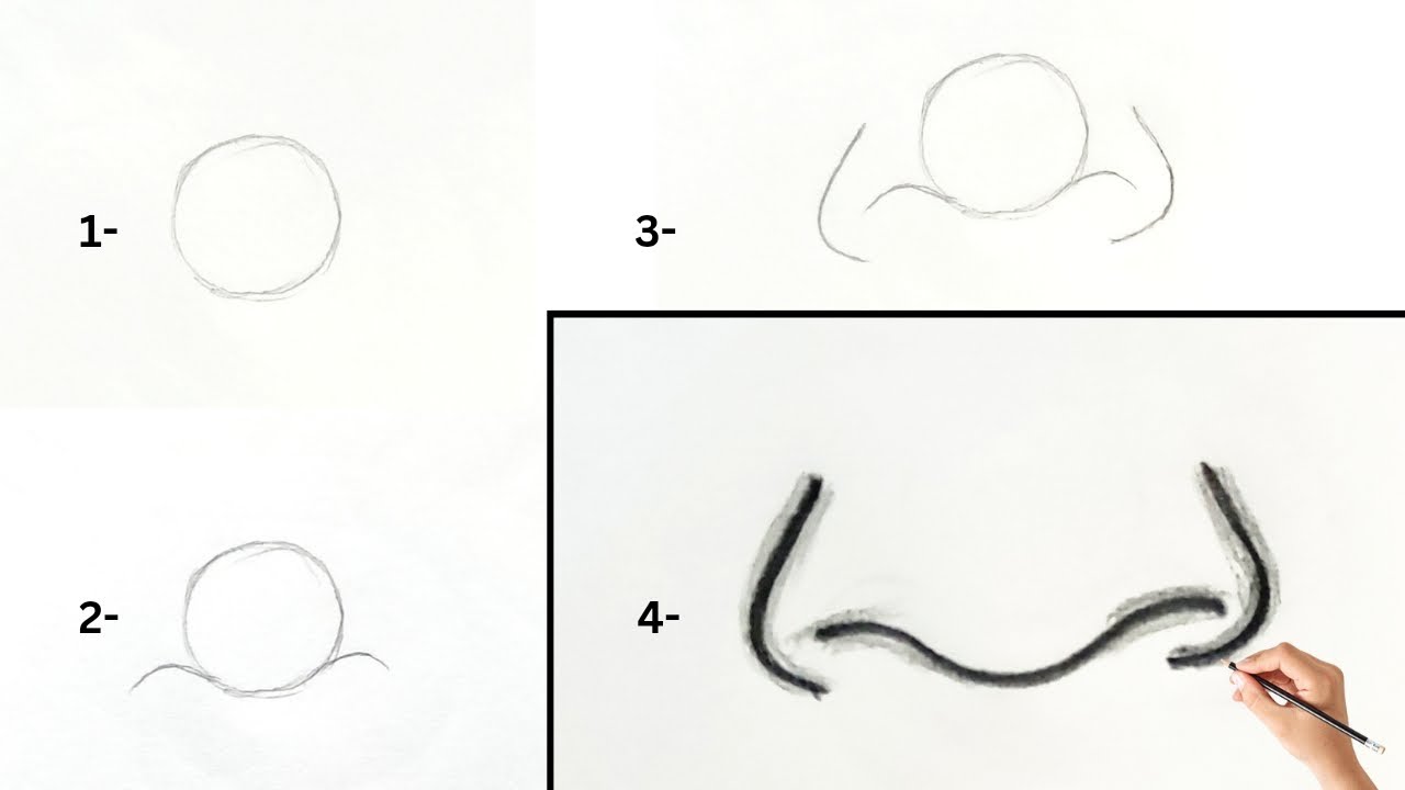 Drawing a Simple Nose in 4 Easy Steps | Pencil Sketch Tutorial | Step ...