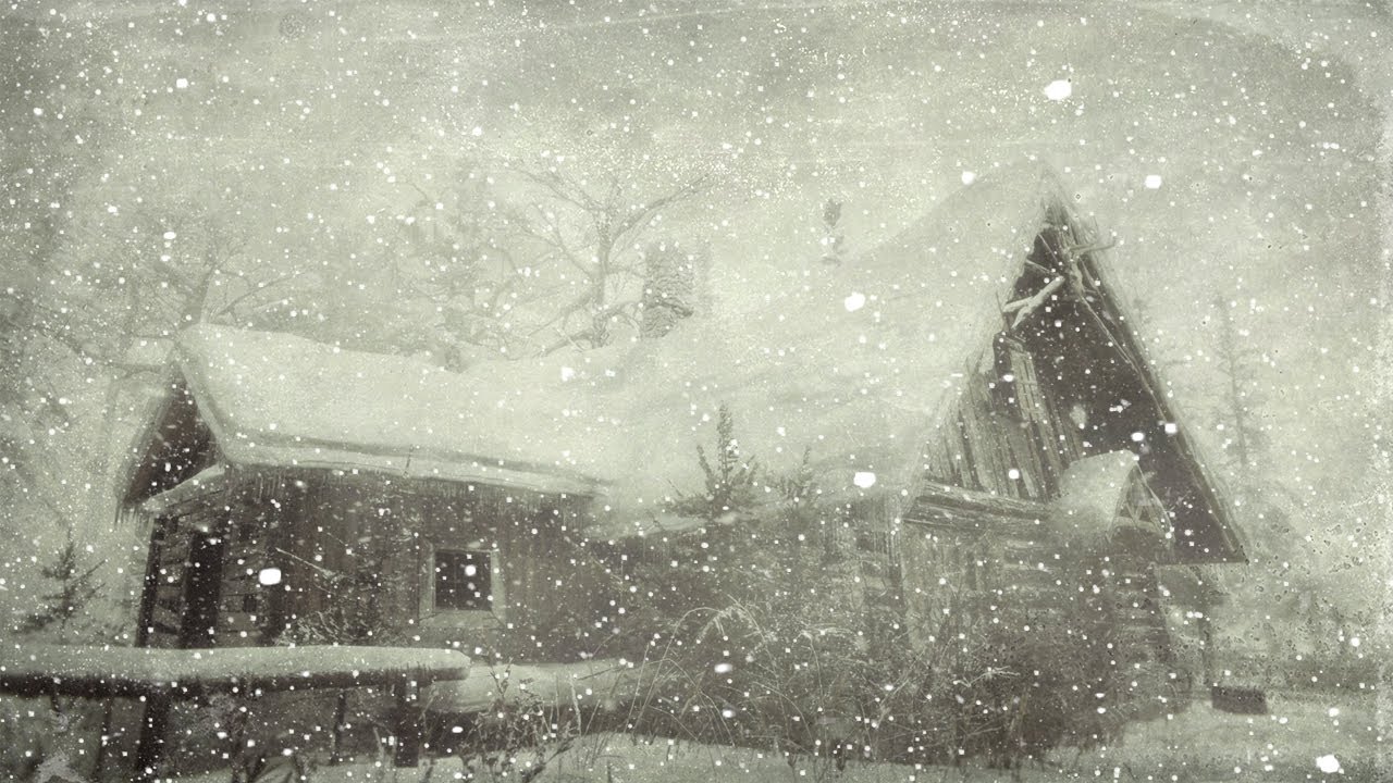 INTENSE SNOWSTORM at an Old Log Cabin. FREEZING WINTER Ambience & Icy ...