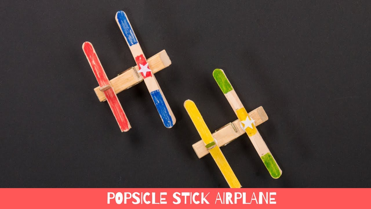 HOW TO MAKE AN AIRPLANE WITH POPSICLE STICKS AND A CLOTHESPIN. Easy ...