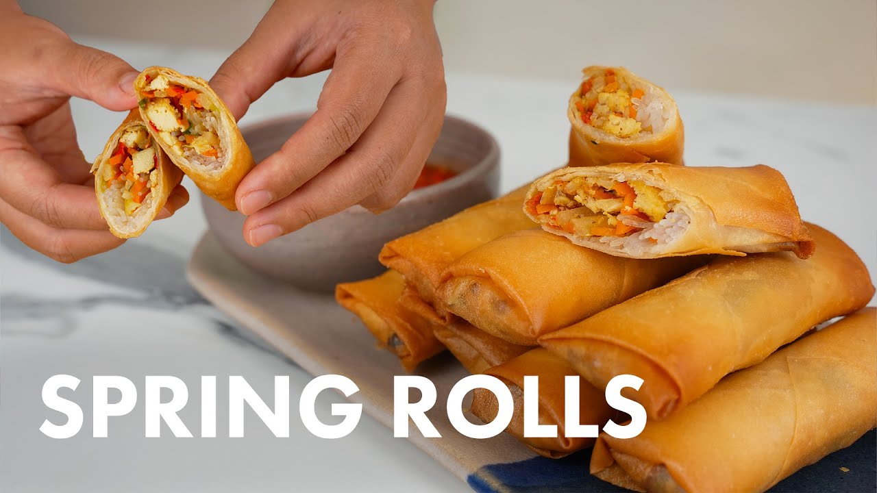 Easy Fried Spring Rolls Recipe with Noodles and Sweet Chili Sauce - YouTube