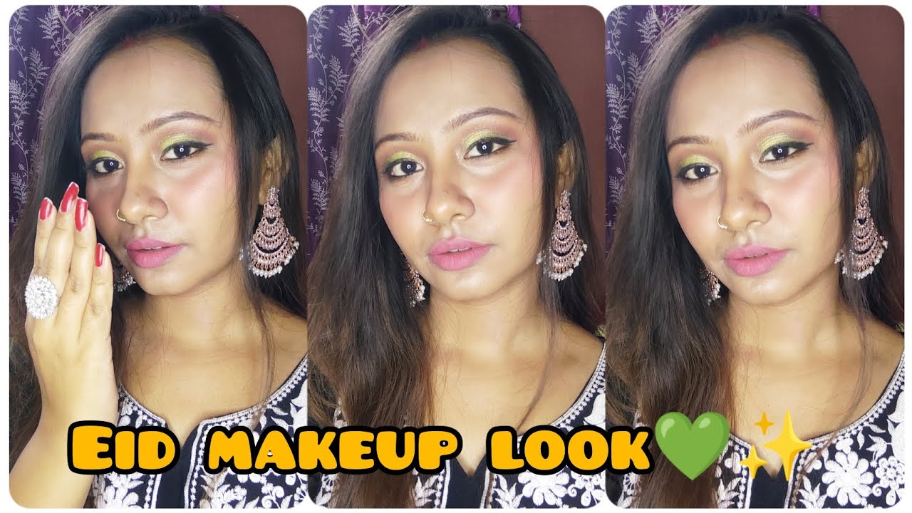 Eid Glam look 💚Eid makeup tutorial step by step🌼 - YouTube