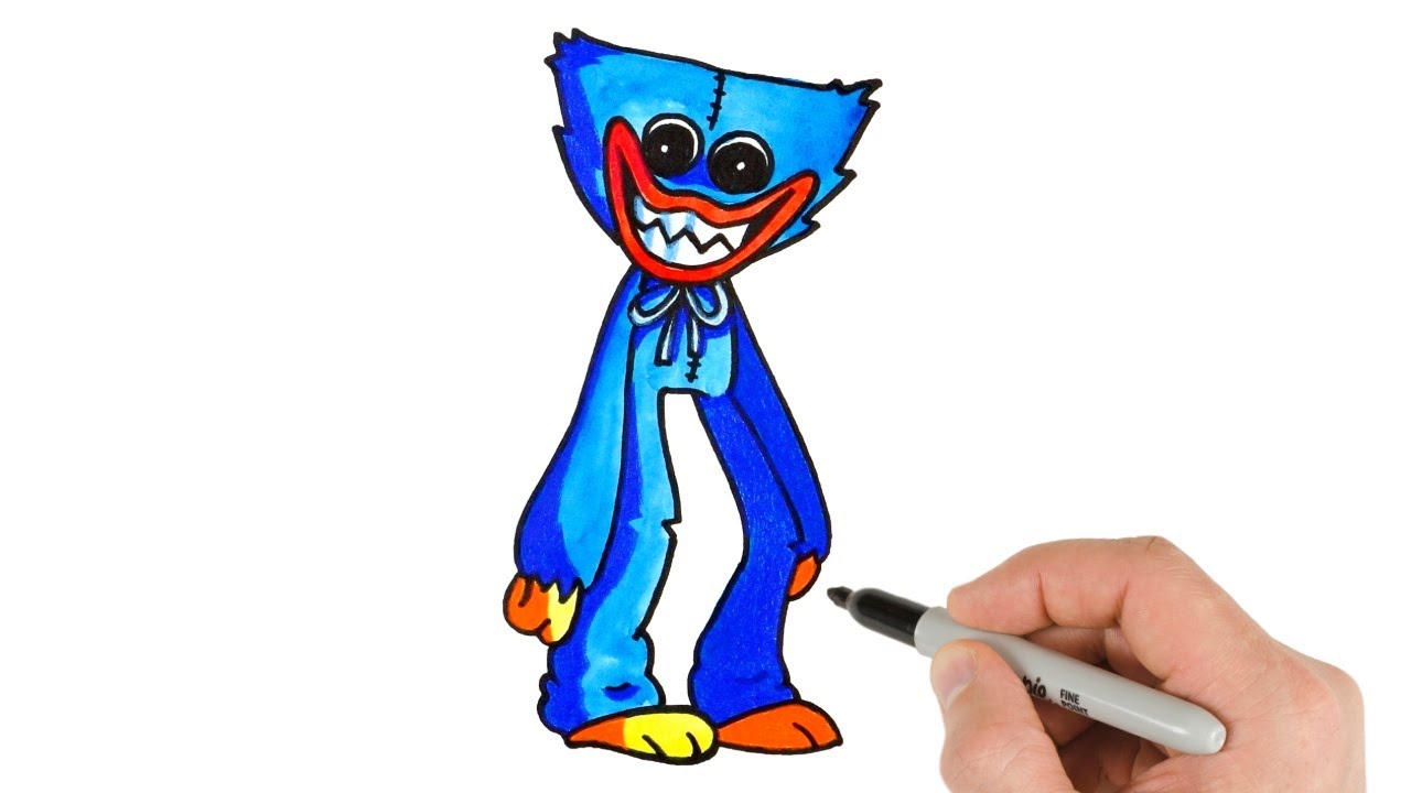 How to Draw Huggy Wuggy FNF | Friday Night Funkin' Tutorial - YouTube