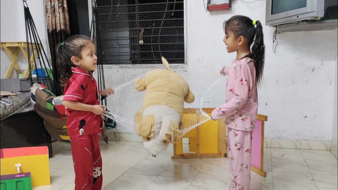 Chintu Dog 🐕Jumping || खिलौनों को नेट वाला झूला मैं झूला झुलाया ...