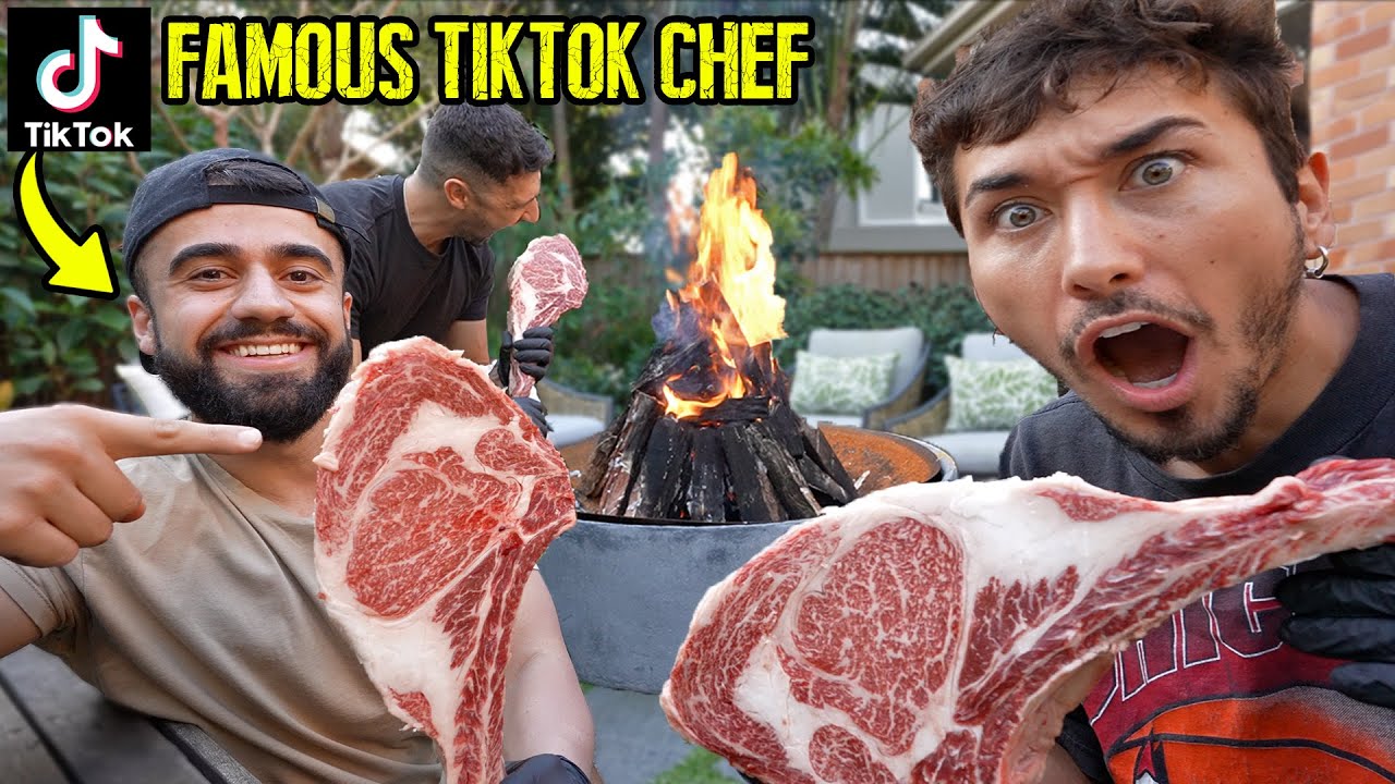 Eating WAGYU TOMAHAWK STEAK *CAVE MAN STYLE* (Buschcraft) by Famous ...