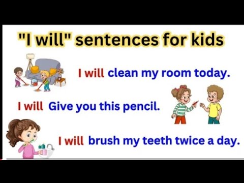 "I will" sentences for kids | Daily Use English Sentences #kidslearning ...
