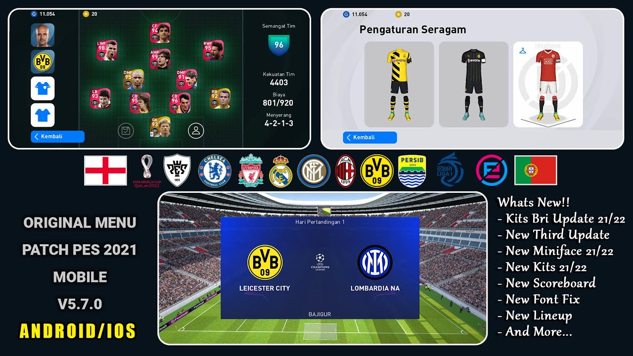 ORIGINAL PATCH UCL SCOREBOARD PES 2021 MOBILE V5.7.0 BY IDSPHONE - YouTube