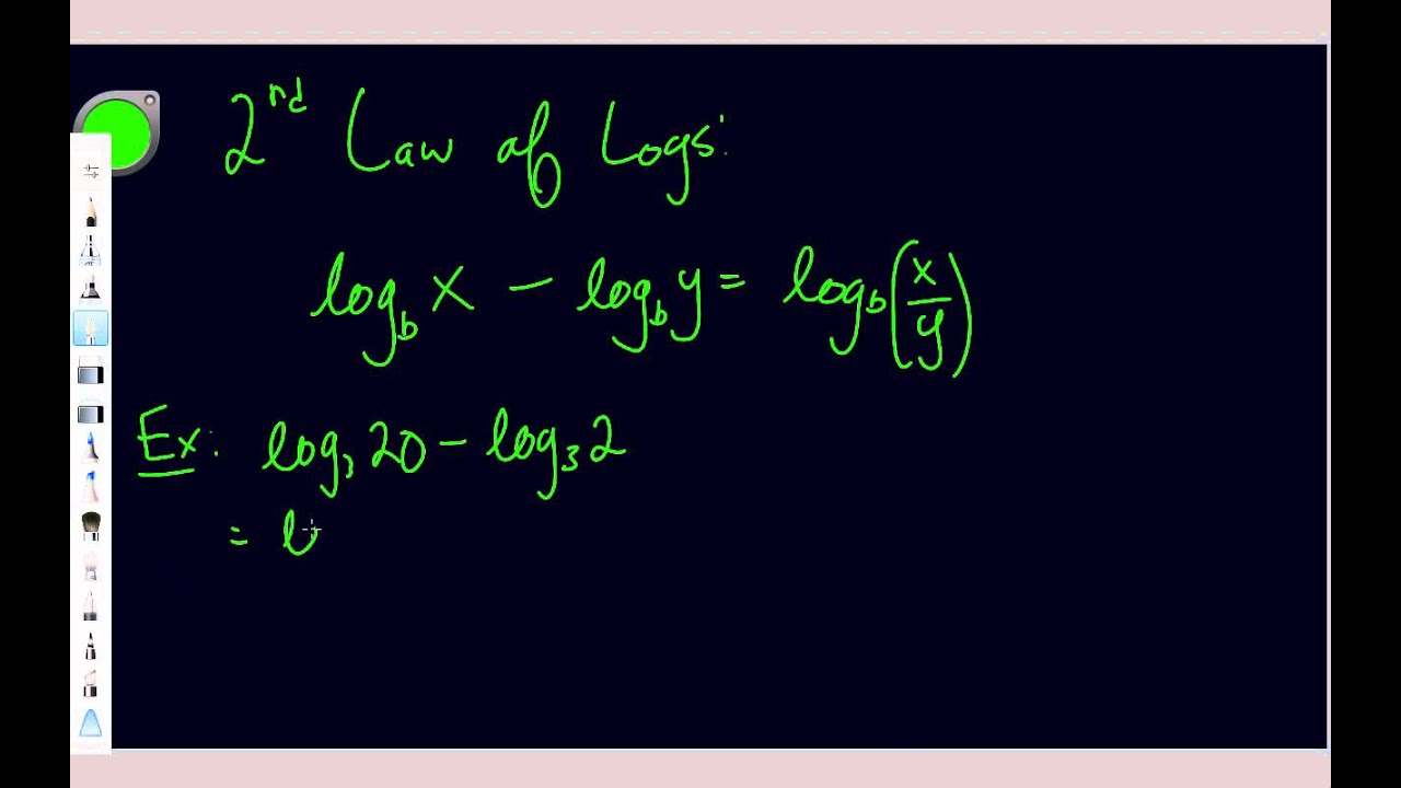 2nd Law Of Logs Subtracting Logs YouTube