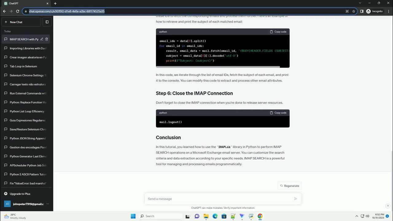 How does imap SEARCH work on Microsoft Exchange with python imaplib - YouTube