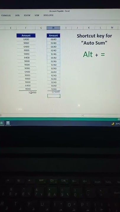 Shortcut key for Auto Sum - YouTube