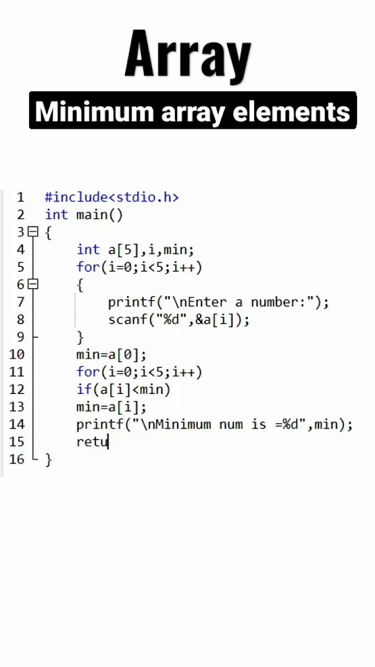 minimum array element | array in c programming | #shorts #clanguage - YouTube