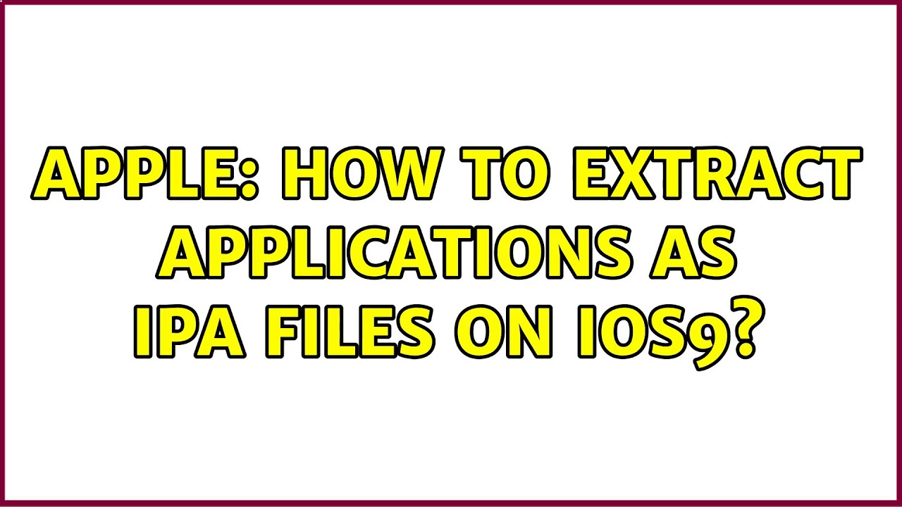 Apple: How to extract applications as IPA files on iOS9? - YouTube