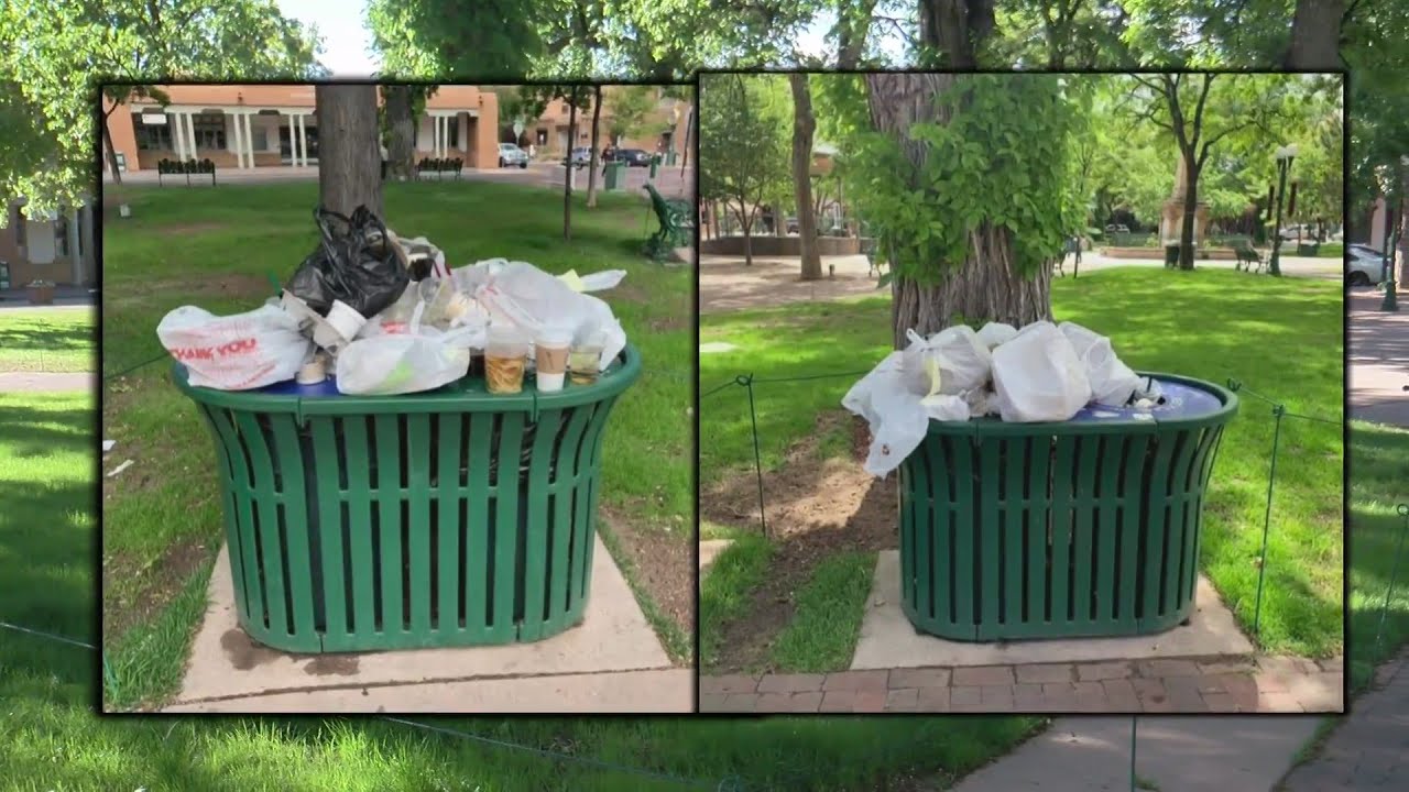 Crews struggle to keep up with trash clean-up in Santa Fe Plaza - YouTube