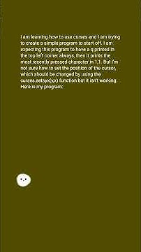 Python curses how to change cursor position with curses.setsyx(y,x)? # ...
