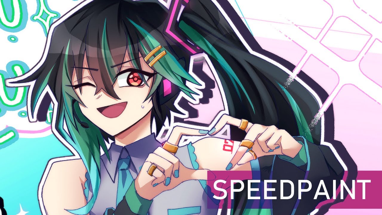 Drawing My OC Cosplaying As Miku [SPEEDPAINT] - YouTube