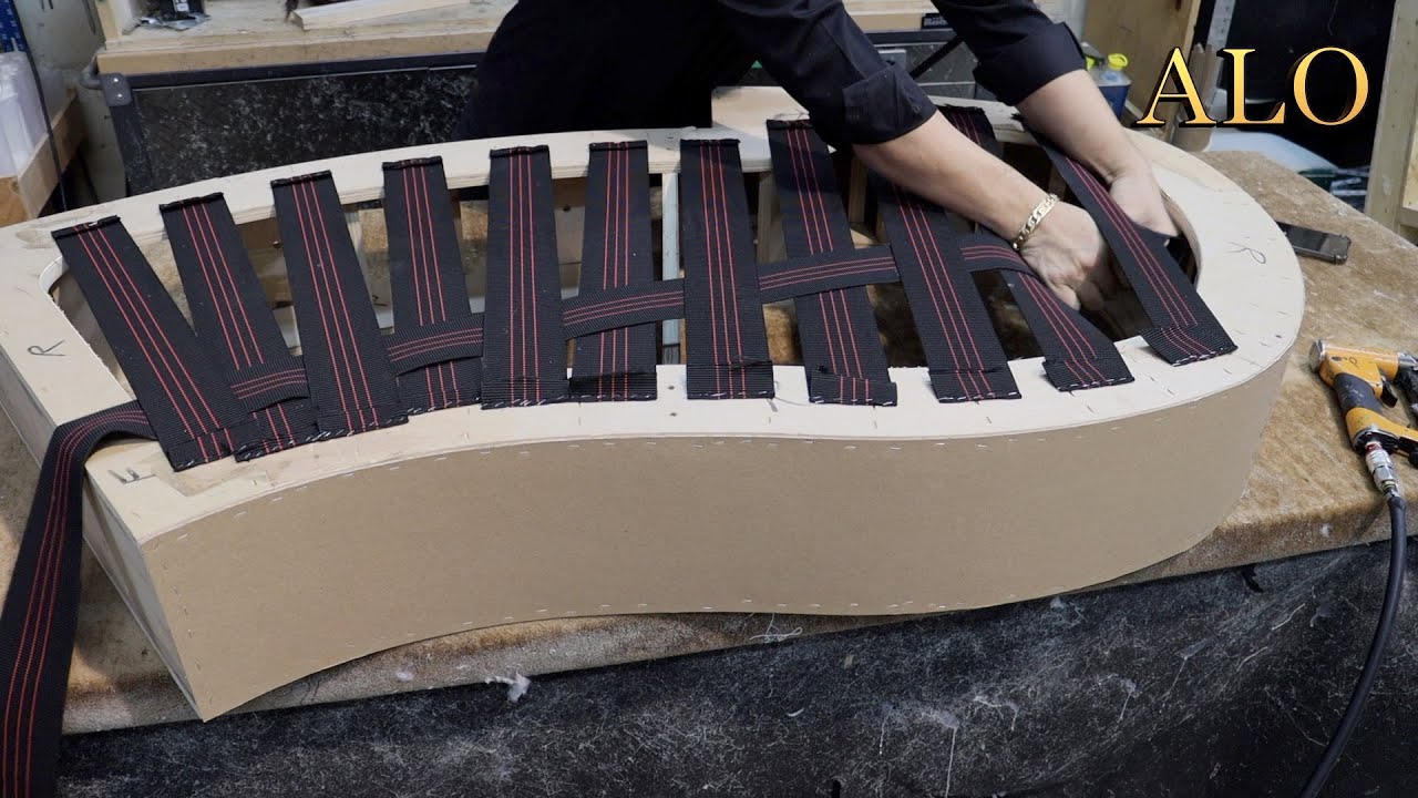 HOW TO APPLY UPHOLSTERY WEBBING FOR A SOFA - ALO Upholstery - YouTube