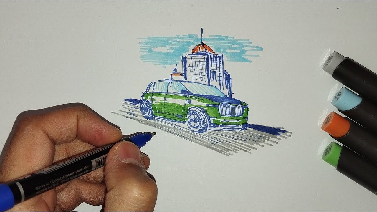 how to draw a luxury car on paper for beginners - YouTube