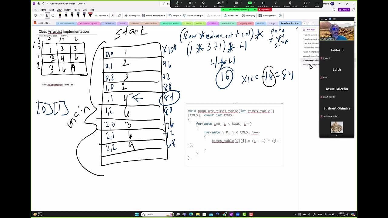 042324 COSC 1337 C++ Stack array review and intro to dynamic memory array concept - YouTube