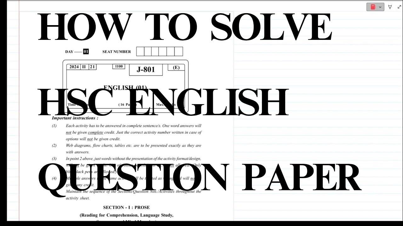 HSC Question Paper Q.1 A and Q.1B How to solve HSC English question paper for 2025 - YouTube