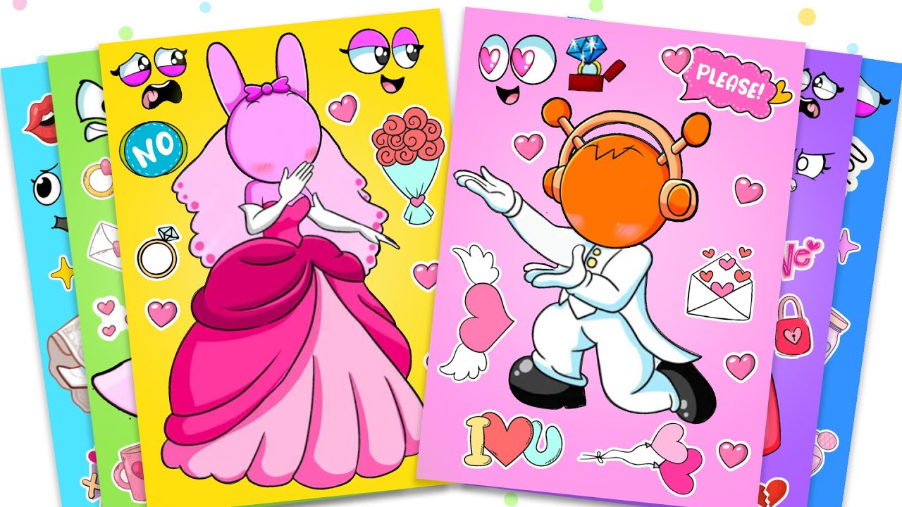 PaperDIY Incredibox Sprunki WEDDING Sinner Edition LOVE Sticker Book # ...