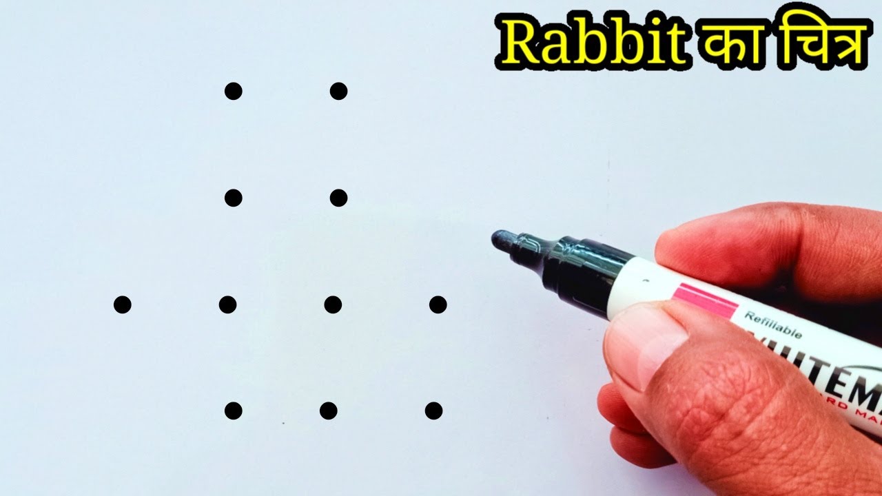 How To Draw Cute Rabbit From Dots Step By Step | Easy Rabbit Drawing ...