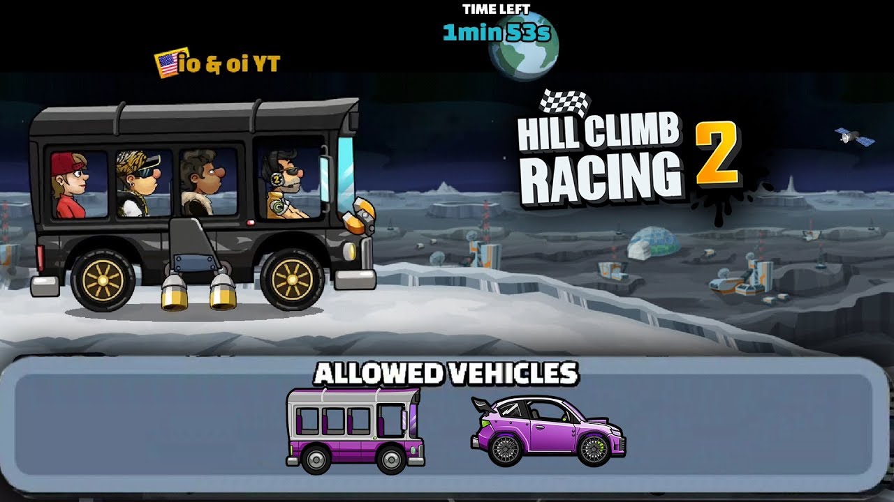 Hill Climb Racing 2 - BUS & RALLY ARE THE BEST IN MOON JUMP - YouTube