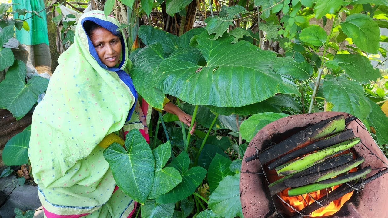 পোড়া আদা রসূন পিঁয়াজ বাটা দিয়ে কচু ডাটা পোড়া ভর্তা রেসিপি সেরা ও ...