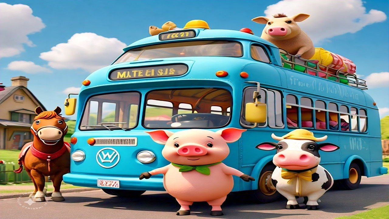 Wheels on the Bus ( Animals Version) | Nursery Rhymes & Kids Songs ...