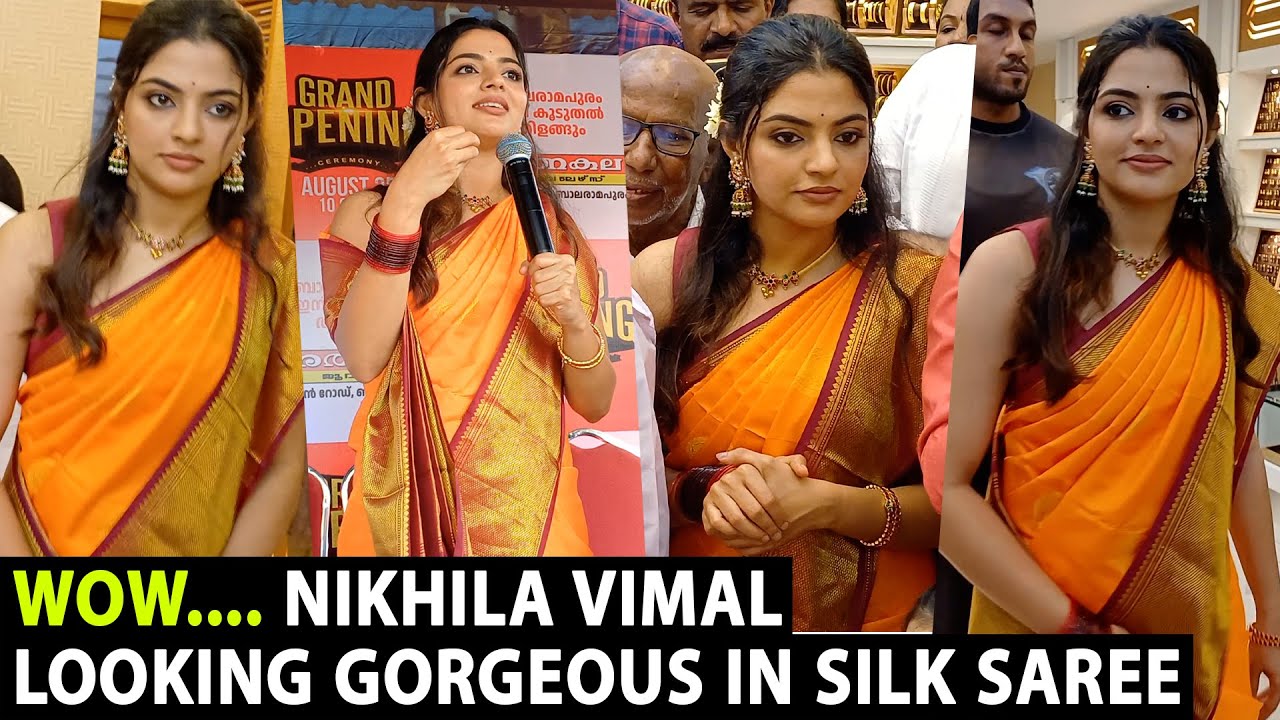 Wow.... Malayalam Trending Actress Nikhila Vimal looking Gorgeous in Silk Saree | Nikhila Vima ...