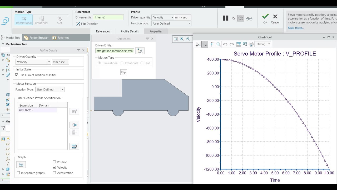 Straight line motion || Creo Kinematics analysis - YouTube