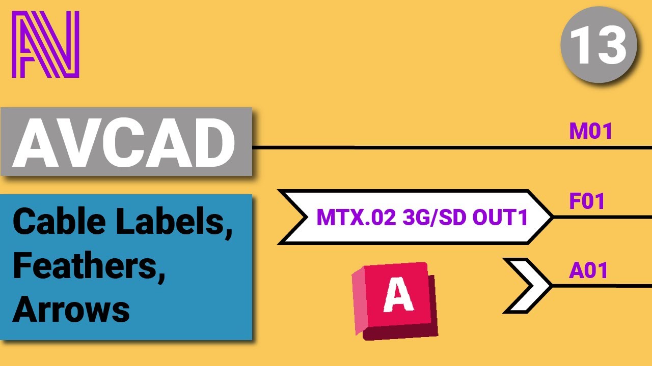AVCAD - AVCAD for CAD - Cable Labels, Feathers, Arrows - YouTube