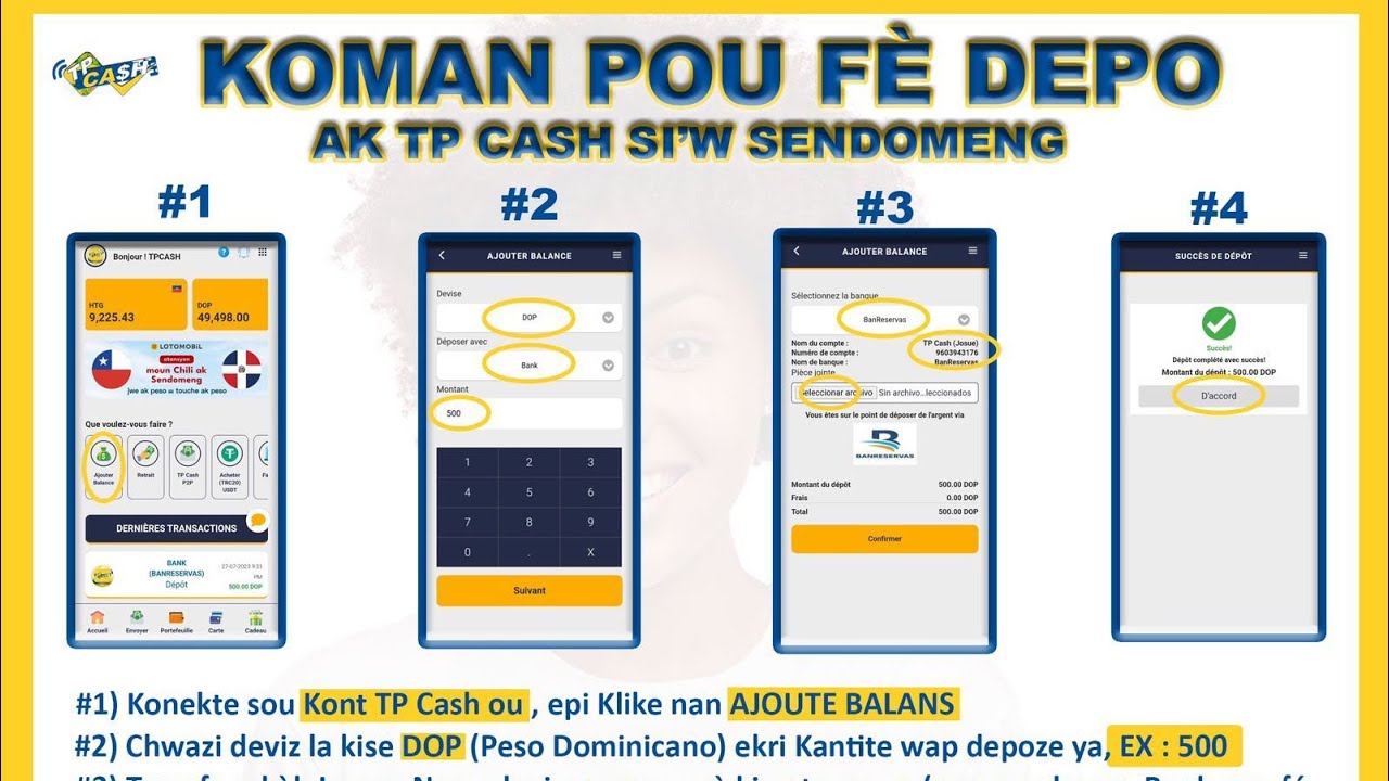Kòman pou fè depo ak TP Cash Siw Sendomeng #bancos #republicadominicana ...