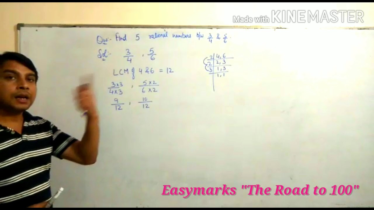 Find 5 rational numbers between 3/4 and 5/6 - YouTube