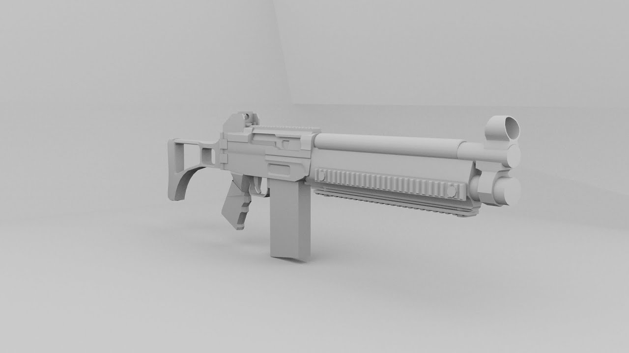 Bulky shotgun model time lapse[ Low poly] - YouTube