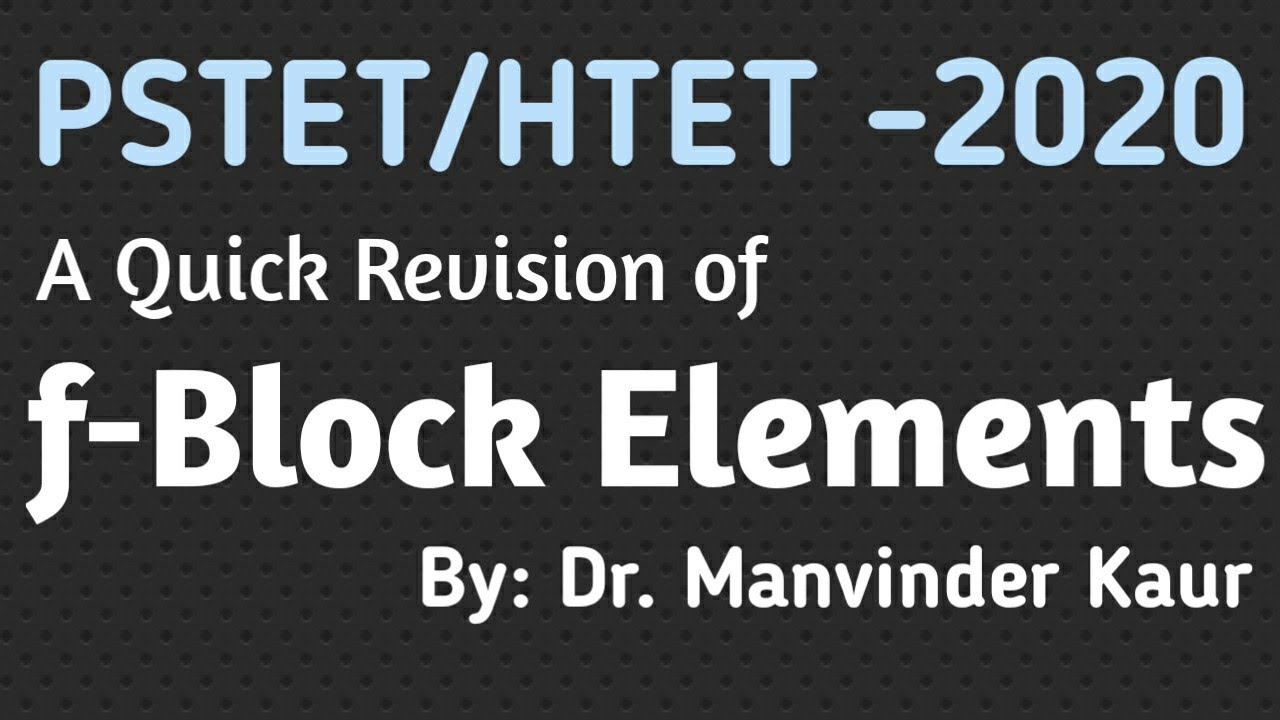 f-Block Elements (Best Tips and Tricks - 100% Result) | Inner ...