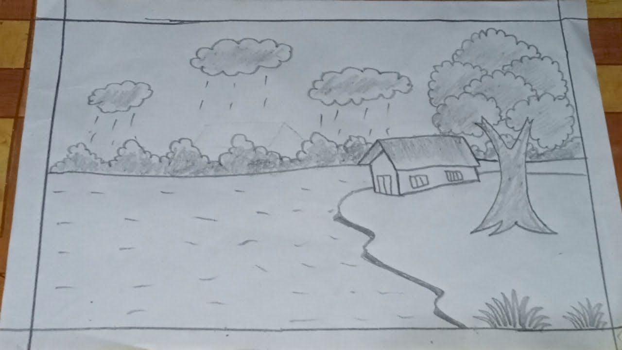 Khub sundor gramer drisso drawing || easy pencil sketch - YouTube