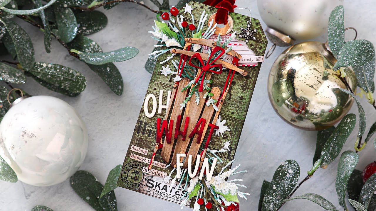 Christmas Sled Tag with New Tim Holtz Dies! - YouTube