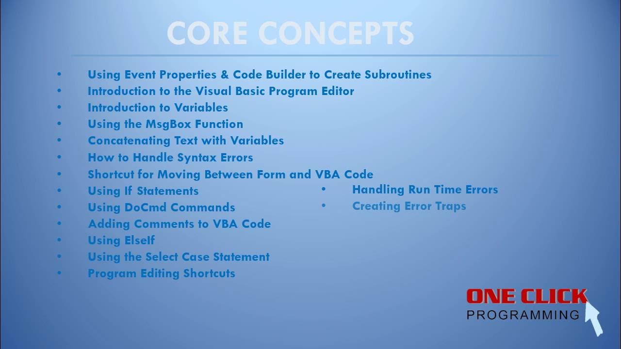 Microsoft Access VBA for Non Programmers Learn VBA Now - YouTube