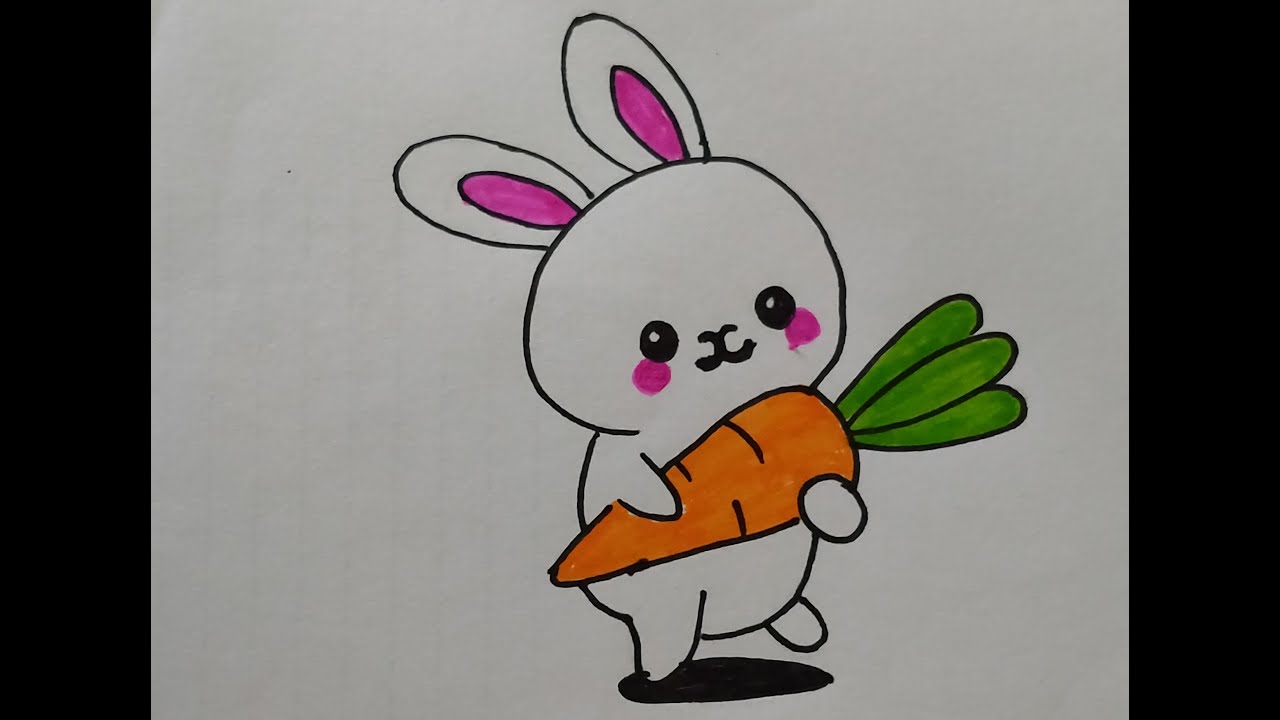 How to draw Cute Rabbit| Learn how to draw Rabbit in easy way for kids ...