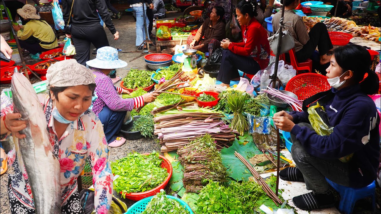 Battambang Boeng Chhouk Food Market Morning Scenes, Eating DELICIOUS ...