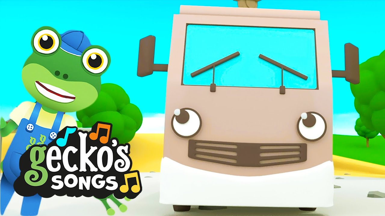 Wheels On The Grey Bus! 🎵Classic Nursery Rhymes for Kids🎵Gecko's Garage ...