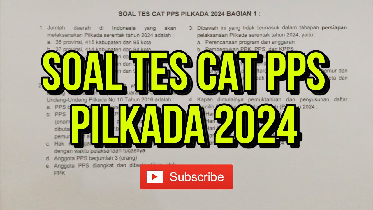 Kisi Kisi Contoh Soal Tes CAT PPS Pilkada 2024 - YouTube