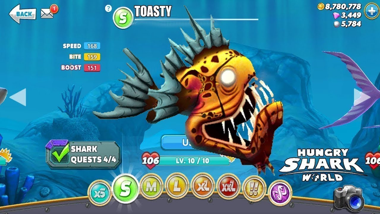 Hungry Shark World BUT I GAME WITH THE NEW TOASTY SHARK All 34 Sharks Unlocked Hack Gems and ...