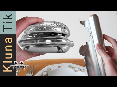 FOIL ball BURGER for lunch! Kluna Tik Dinner| ASMR sounds no talk Papel aluminio bola ,アルミホイルボール